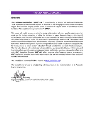 CXC-AD Associate Degree Handbook (Revised) | PDF