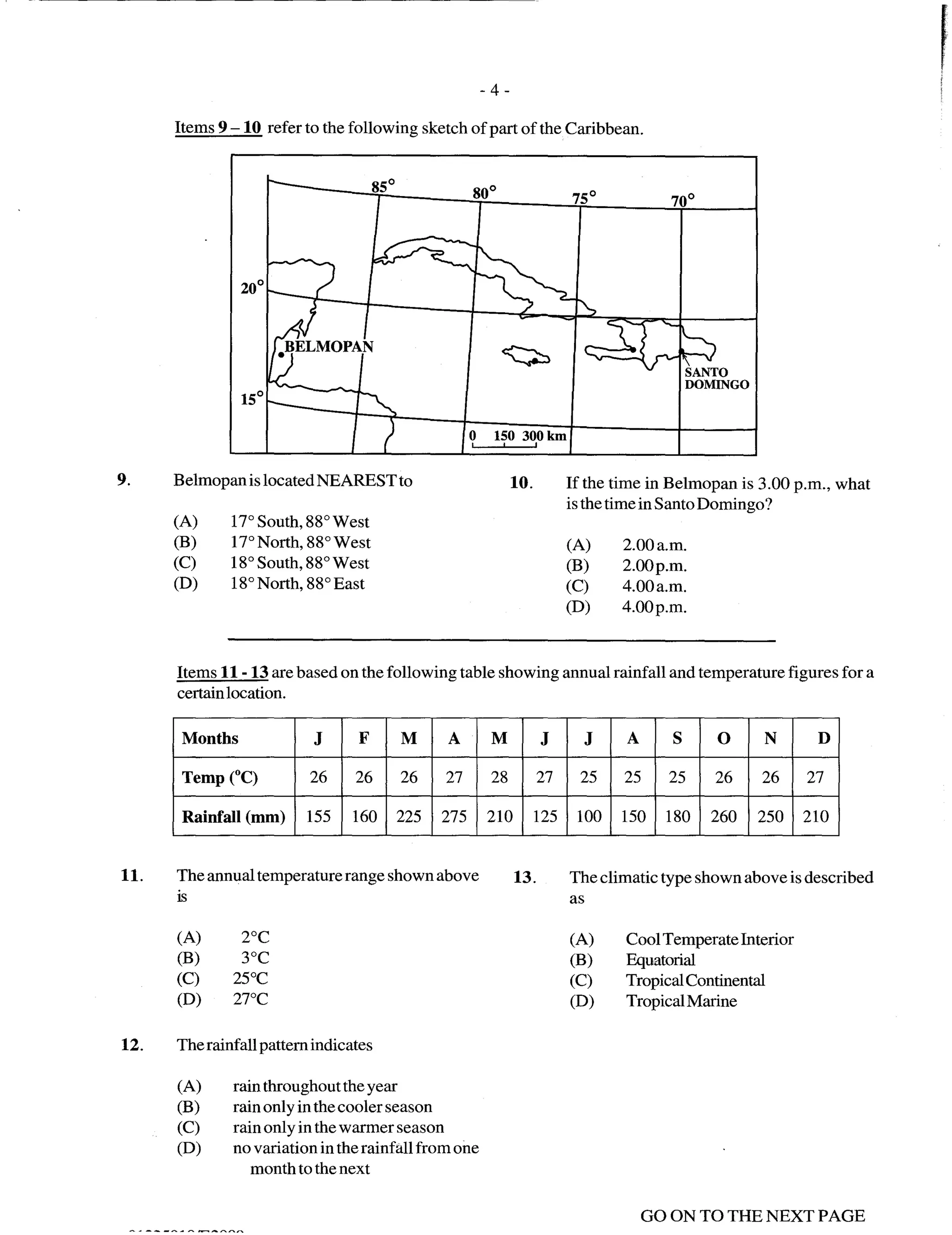 CSEC GEOGRAPHY 2009 multiple choice past paper | PDF