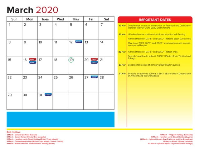 CXC 2020 Planner | PPT
