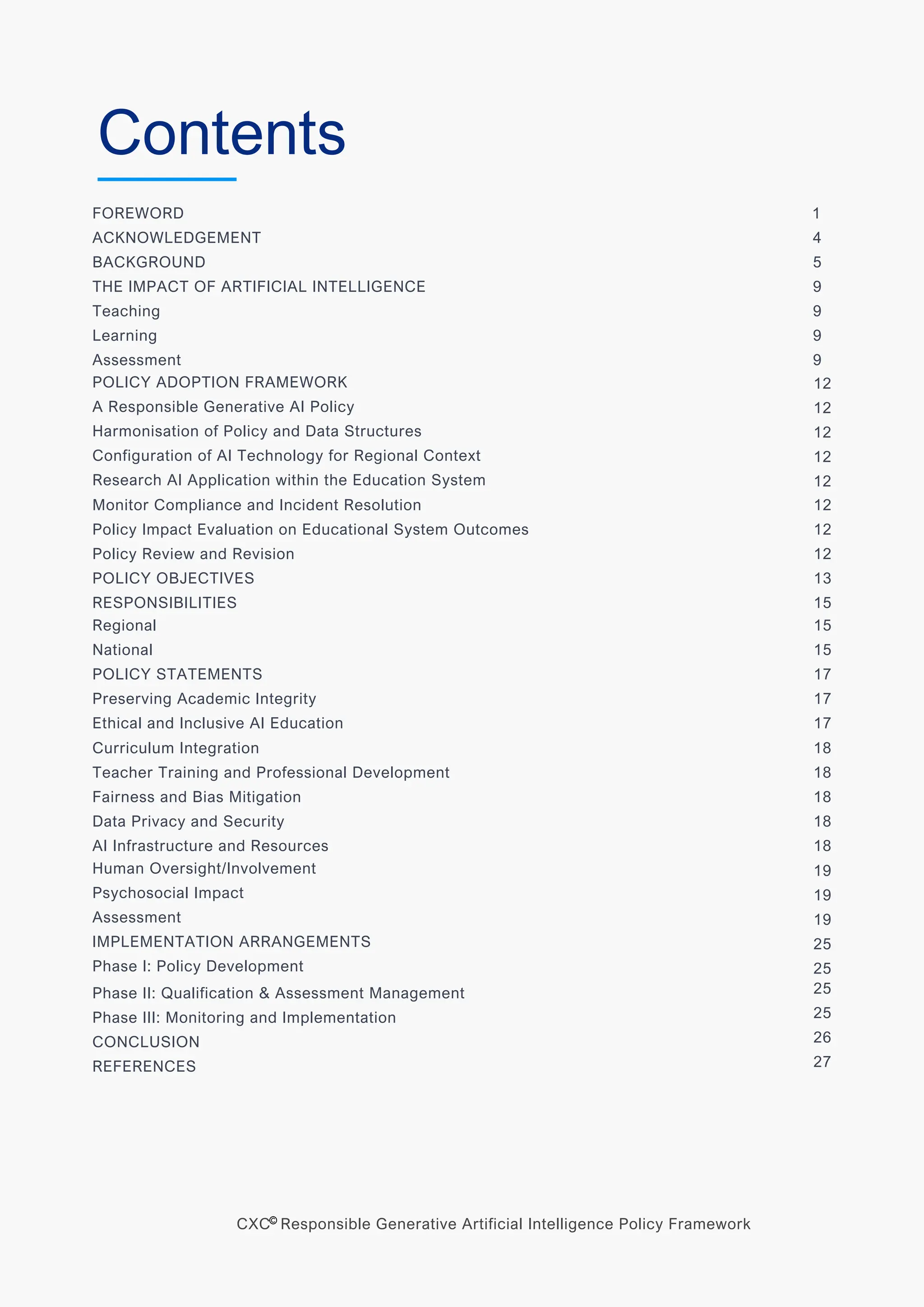 CXC® Responsible Generative Artificial Intelligence Policy Framework | PDF