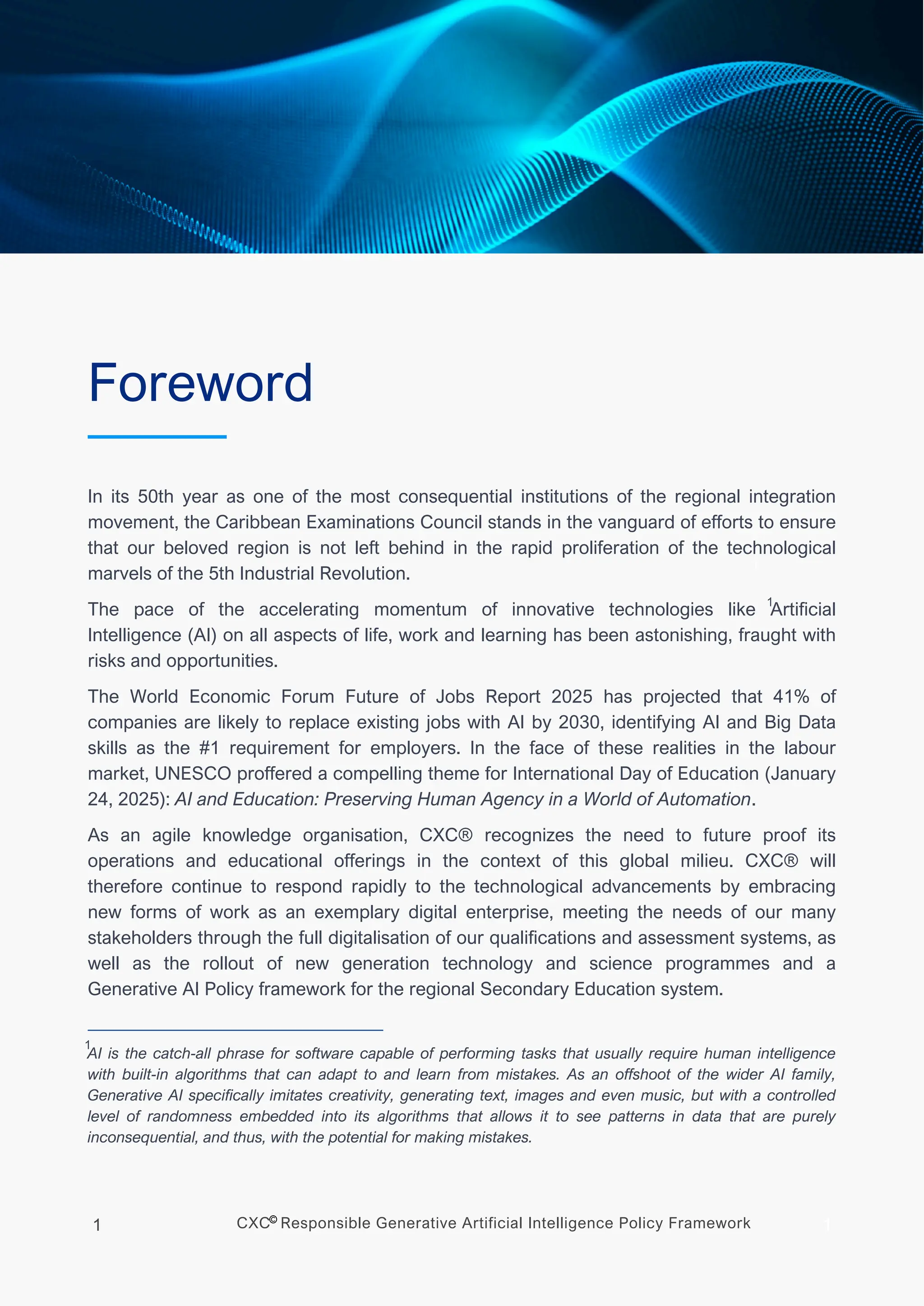 CXC® Responsible Generative Artificial Intelligence Policy Framework | PDF