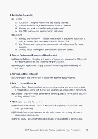 CXC® Responsible Generative Artificial Intelligence Policy Framework | PDF