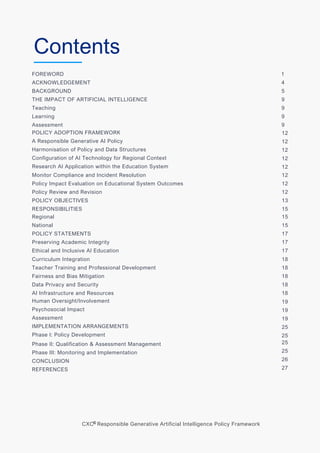 CXC® Responsible Generative Artificial Intelligence Policy Framework | PDF