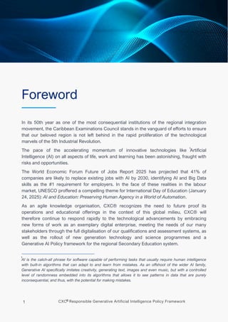 CXC® Responsible Generative Artificial Intelligence Policy Framework | PDF