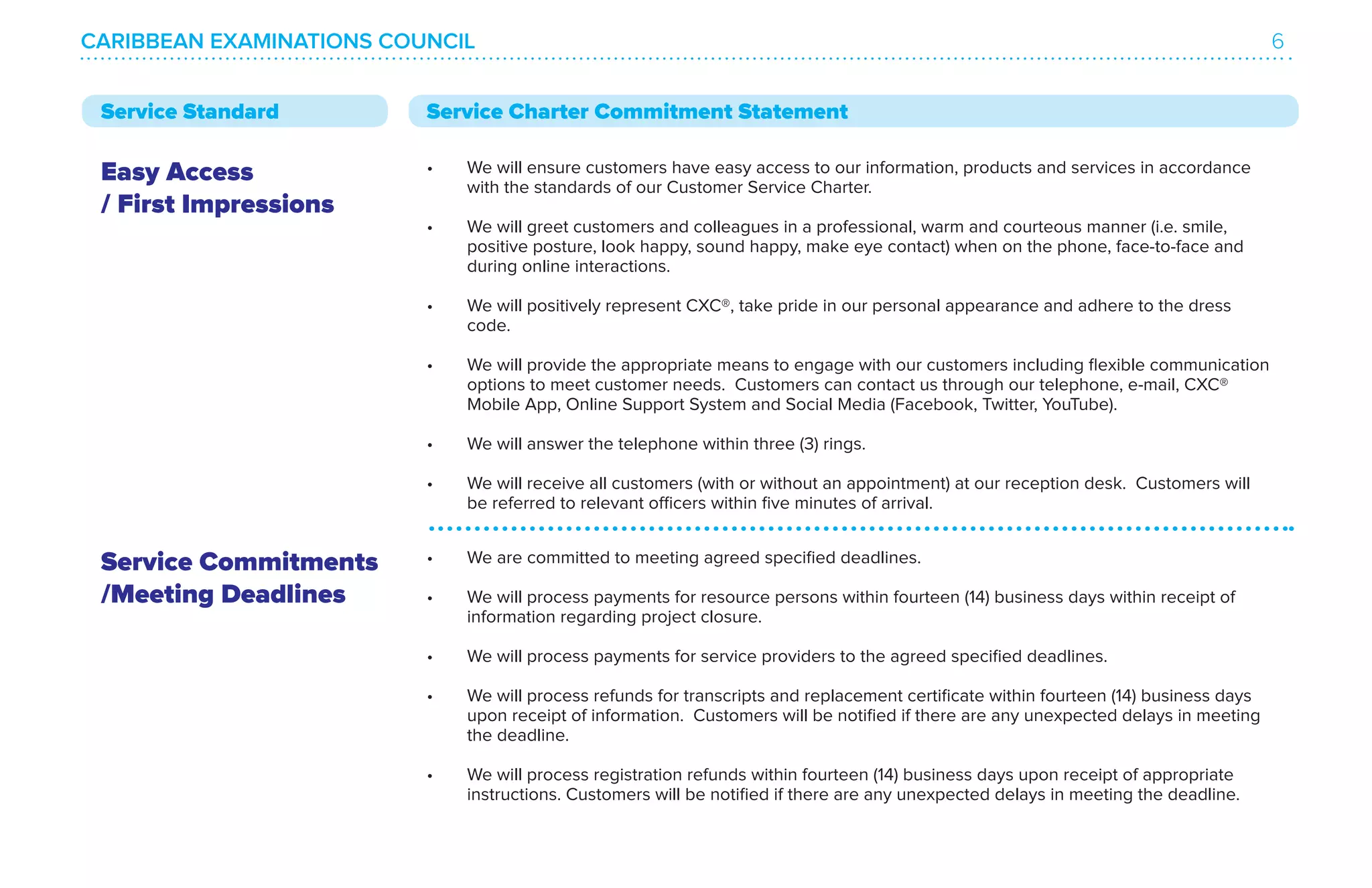 CXC Service Charter | PDF