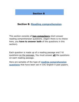 Cxc csec english a exam | DOCX