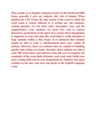 Cxc csec english a exam | DOCX