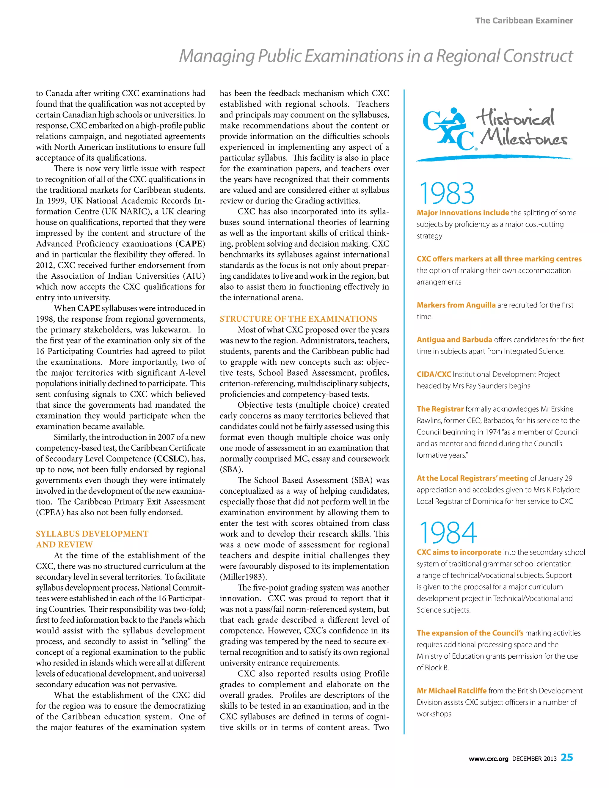 The Caribbean Examiner - The History of CXC | PDF