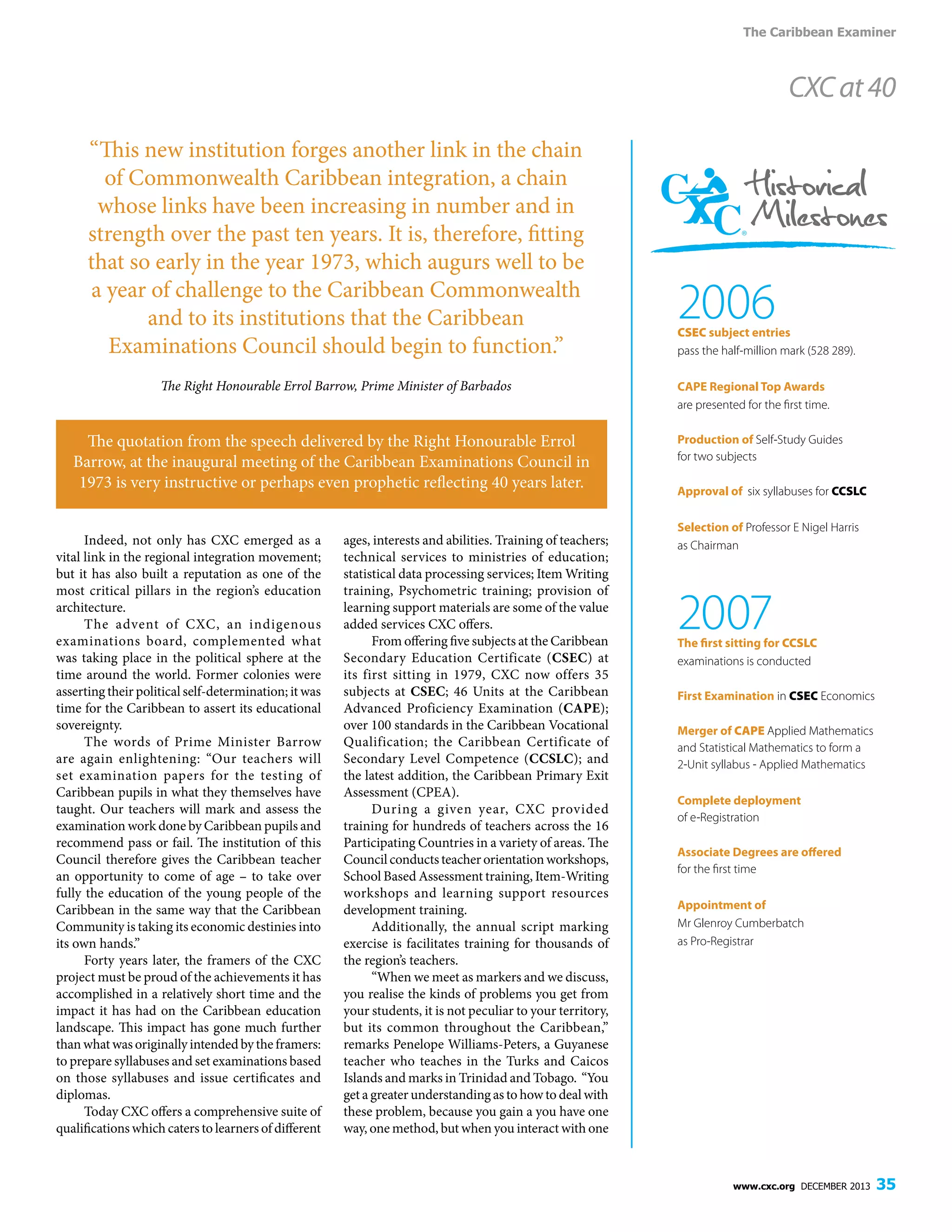 The Caribbean Examiner - The History of CXC | PDF