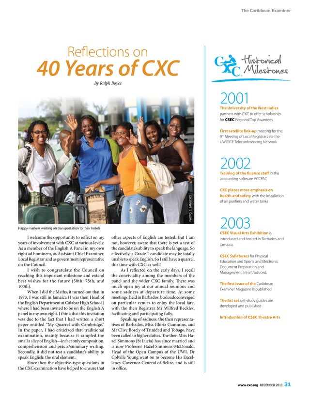 The Caribbean Examiner - The History of CXC | PDF