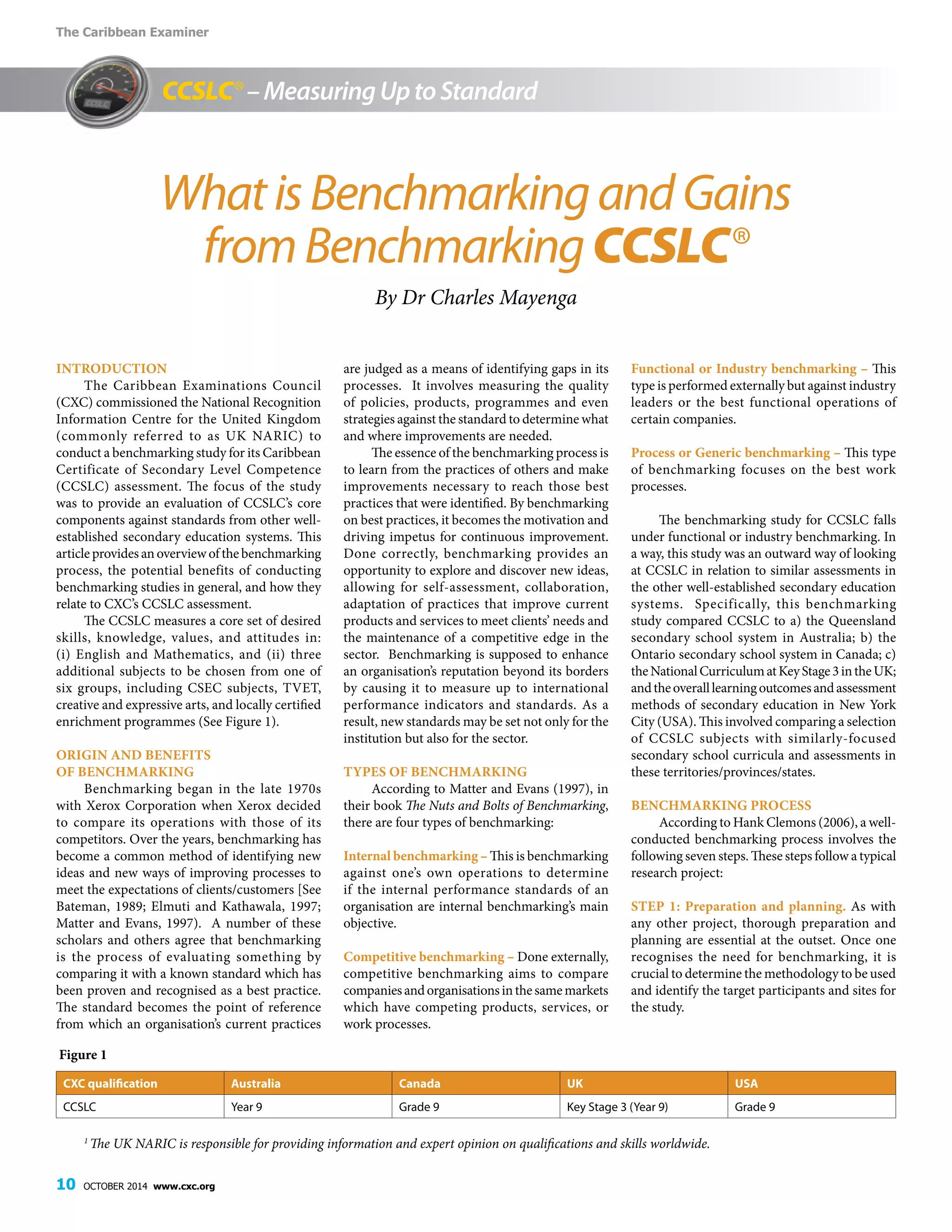 The Caribbean Examiner - Benchmarking CCSLC | PDF