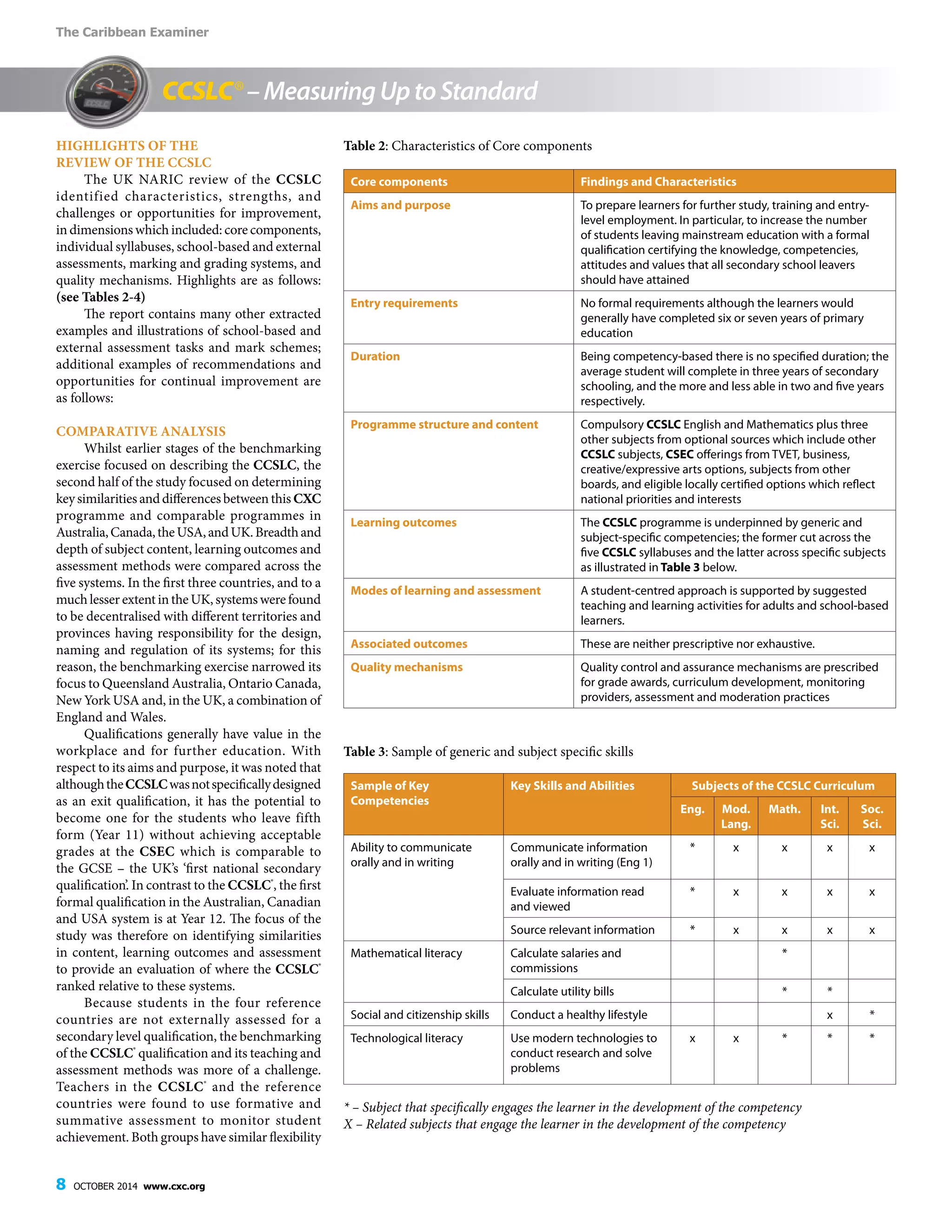 The Caribbean Examiner - Benchmarking CCSLC | PDF