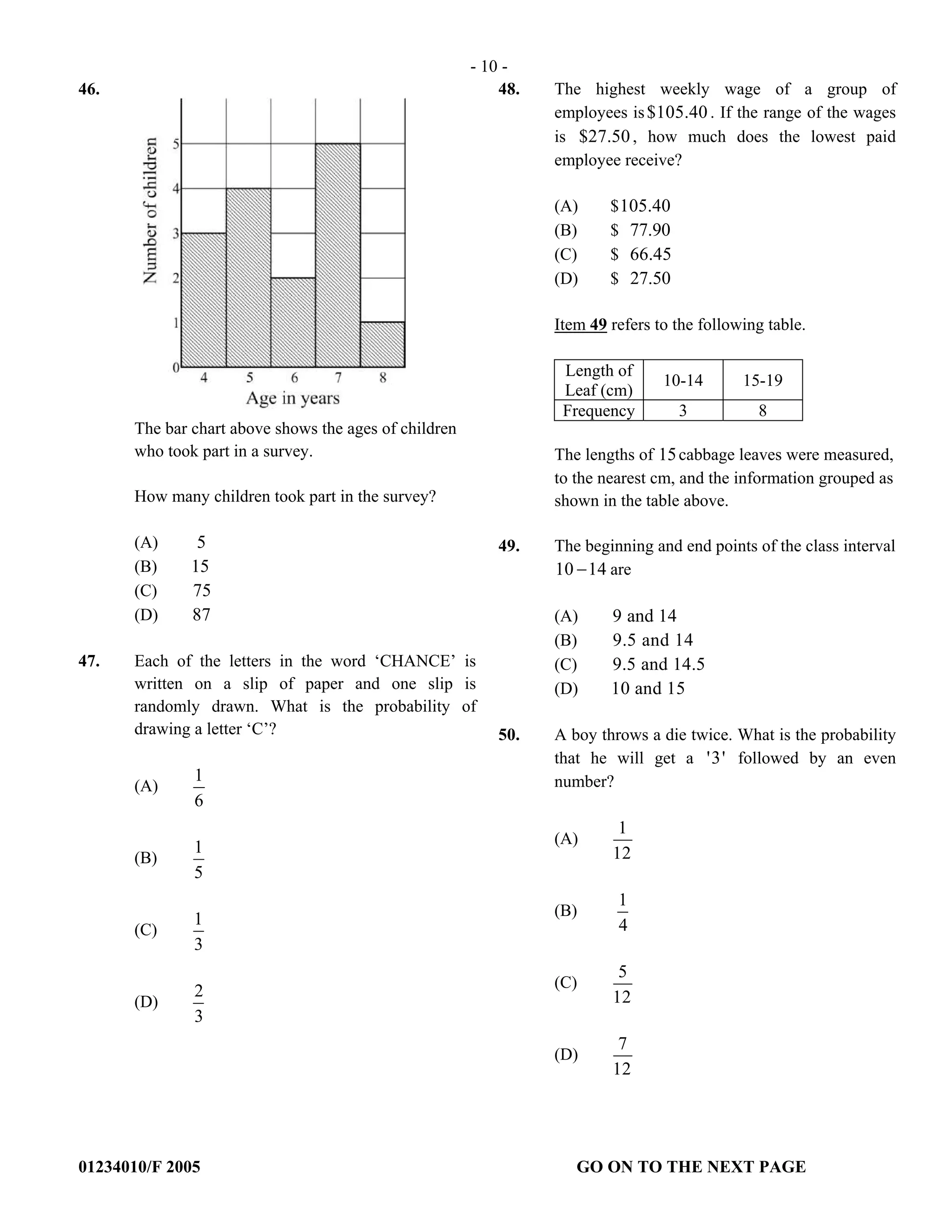 CXC MATHEMATICS MULTIPLE CHOICE | PDF