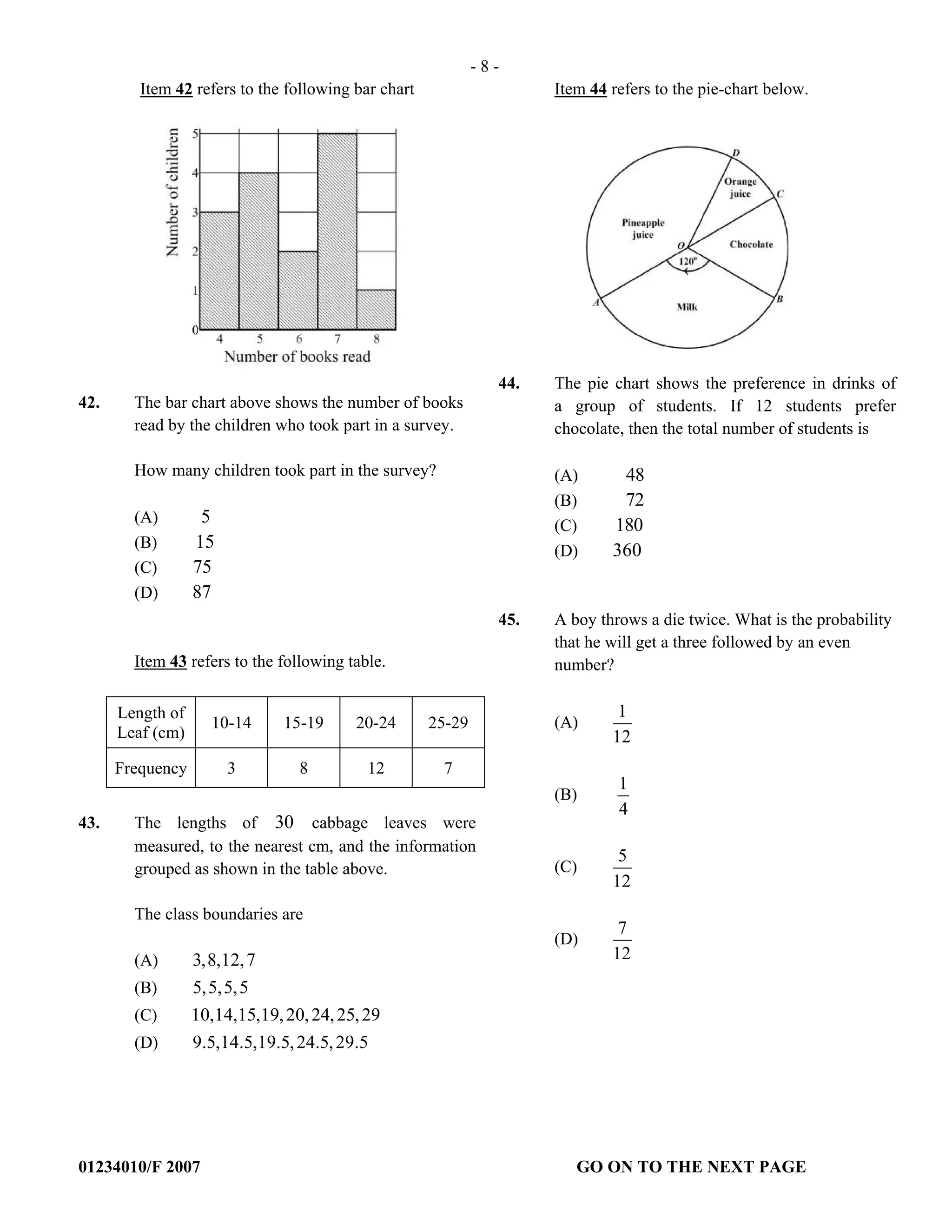 CXC MATHEMATICS MULTIPLE CHOICE | PDF
