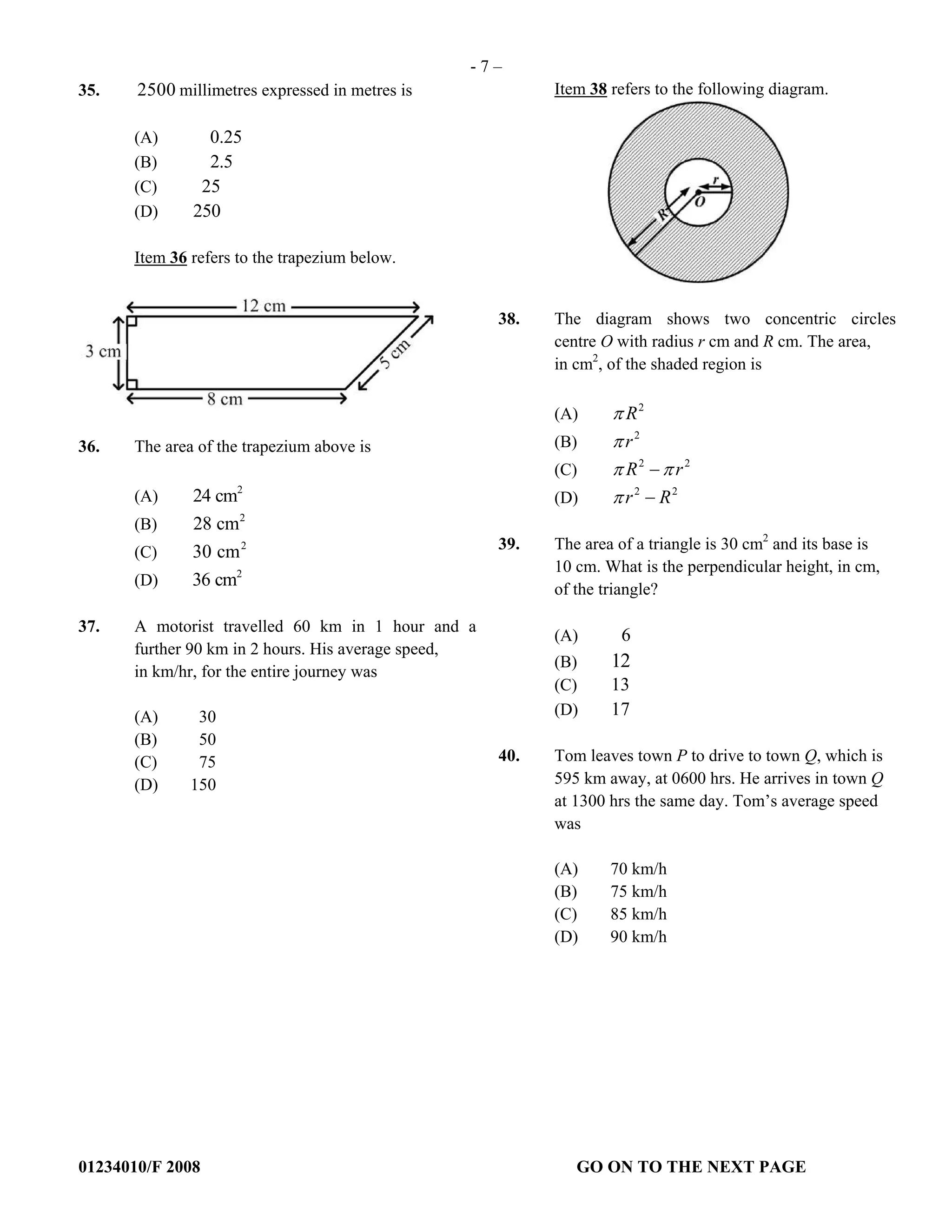 CXC MATHEMATICS MULTIPLE CHOICE | PDF