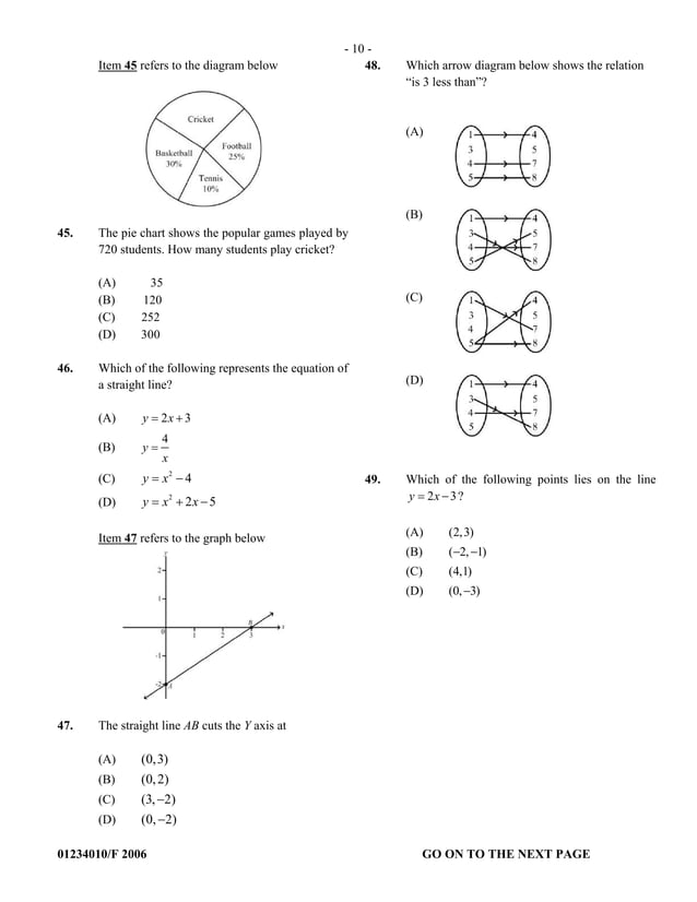 CXC MATHEMATICS MULTIPLE CHOICE | PDF