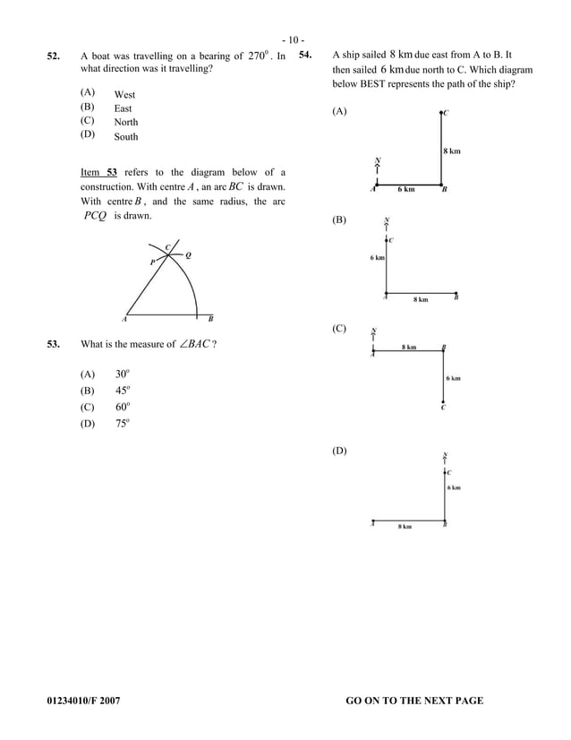 CXC MATHEMATICS MULTIPLE CHOICE | PDF