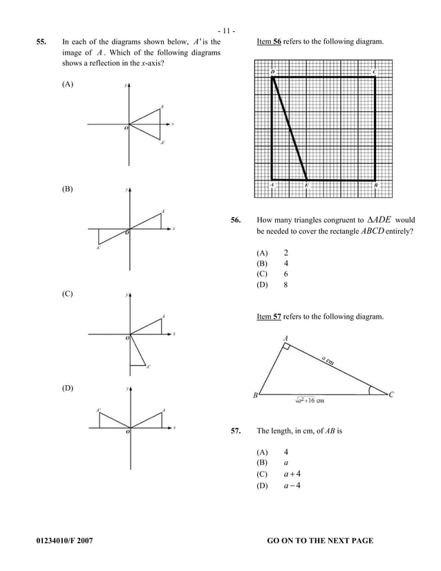 CXC MATHEMATICS MULTIPLE CHOICE | PDF
