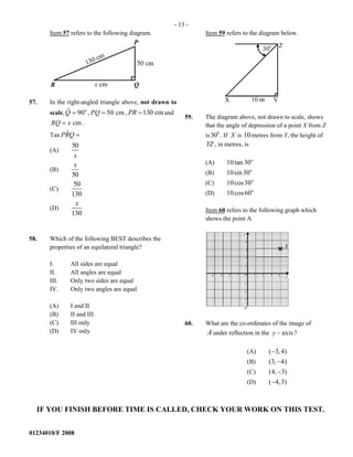 CXC MATHEMATICS MULTIPLE CHOICE | PDF