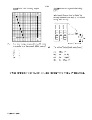 CXC MATHEMATICS MULTIPLE CHOICE | PDF