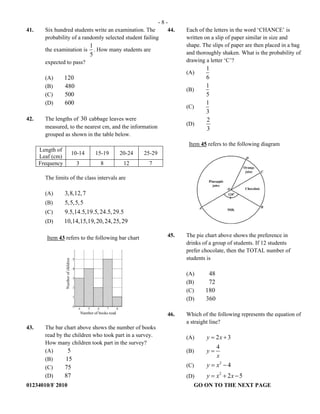 CXC MATHEMATICS MULTIPLE CHOICE | PDF