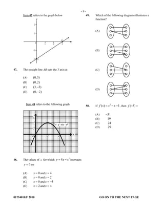 CXC MATHEMATICS MULTIPLE CHOICE | PDF