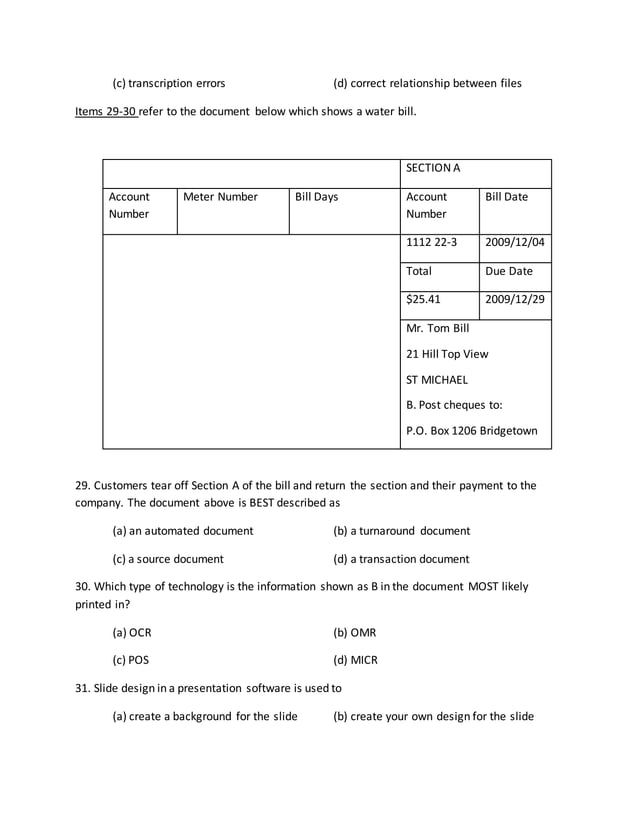 CXC CSEC Information Technology Multiple Choice Questions | DOCX