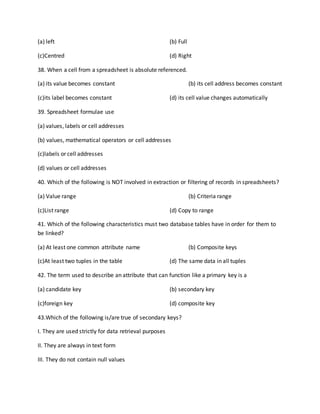 CXC CSEC Information Technology Multiple Choice Questions | DOCX