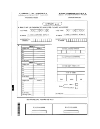 Cxc paper 01 2011 | DOCX