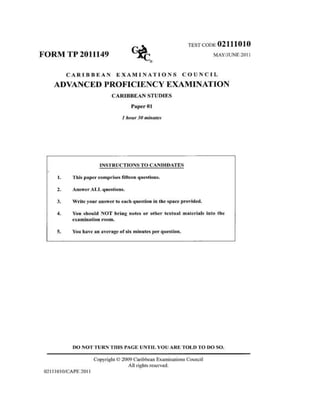 Cxc paper 01 2011 | DOCX