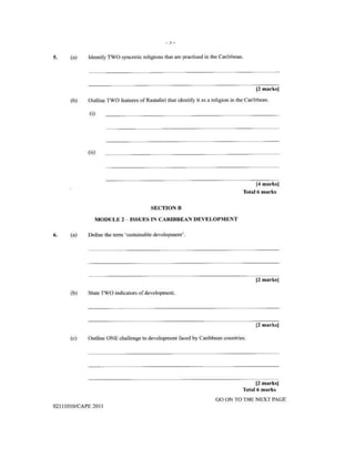 Cxc paper 01 2011 | DOCX