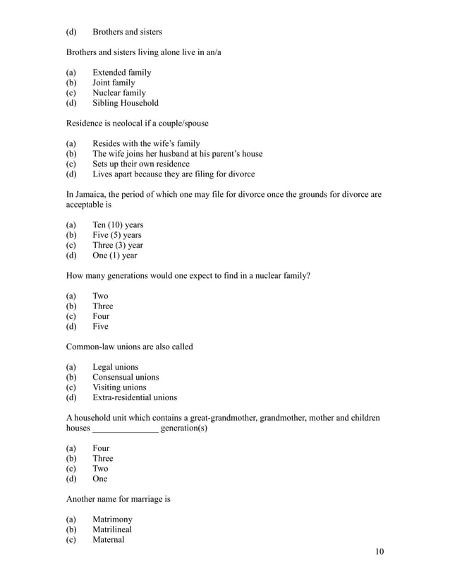 Cxc past papers for social studies with multiple choice questions | DOCX