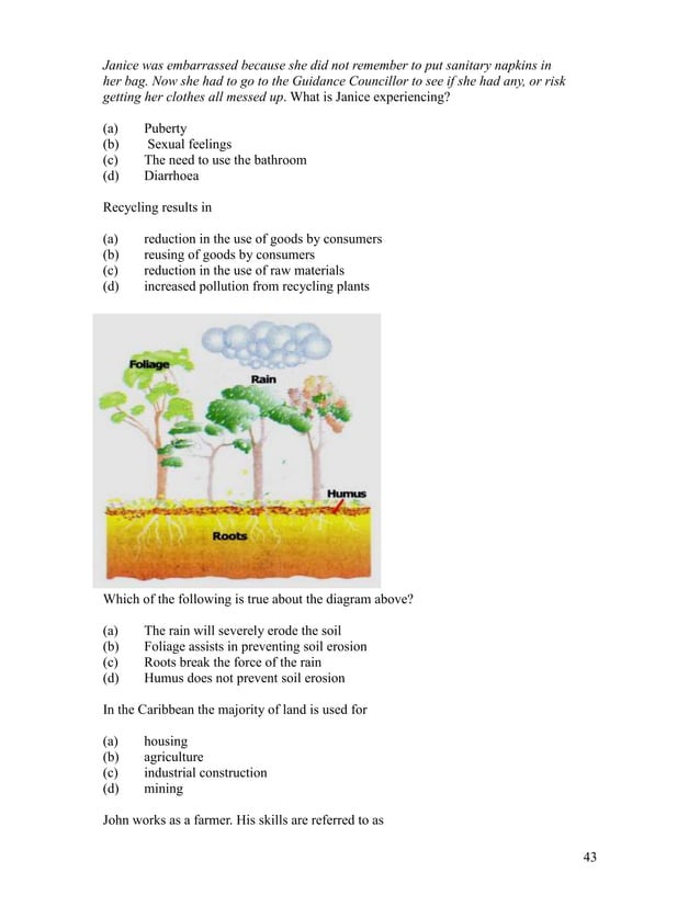 Cxc past papers for social studies with multiple choice questions | DOCX