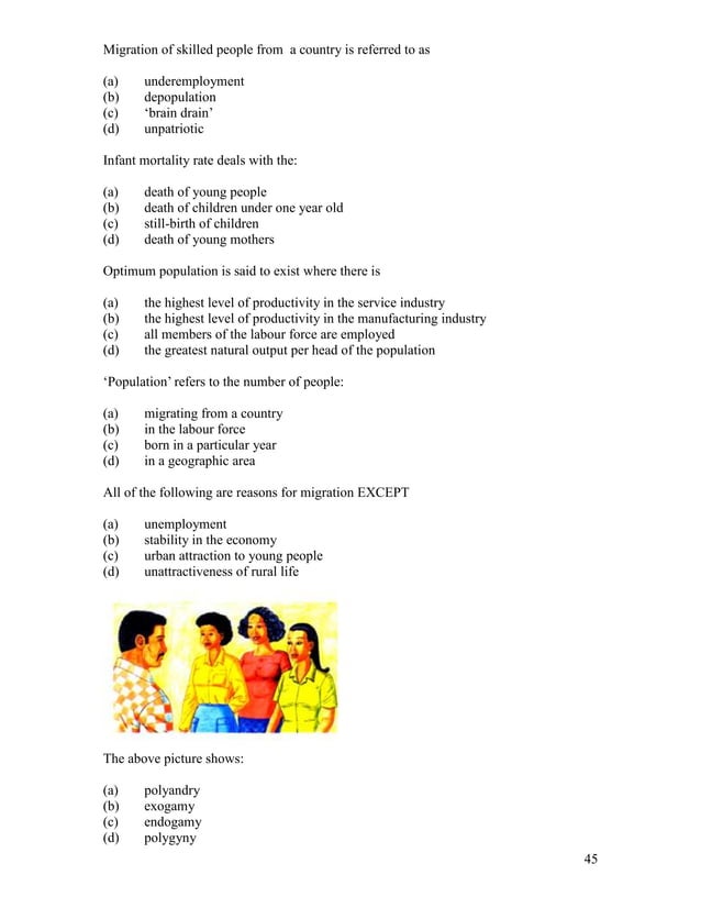 Cxc past papers for social studies with multiple choice questions | DOCX
