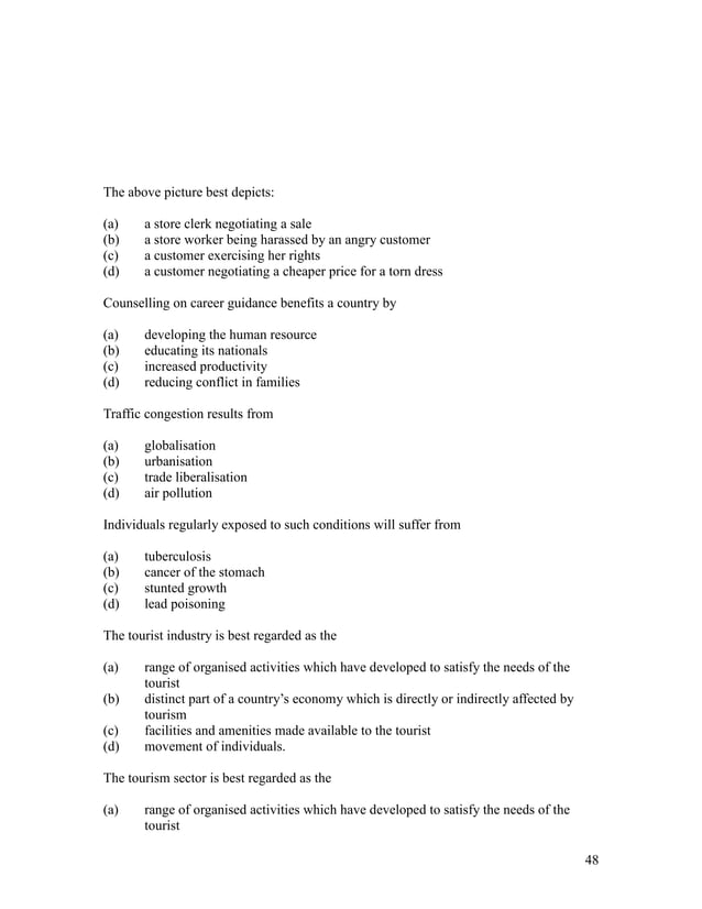 Cxc past papers for social studies with multiple choice questions | DOCX
