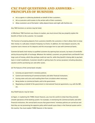 Cxc past questions and answers – principles of business | PDF