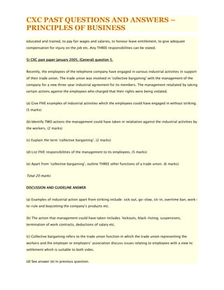 Cxc past questions and answers – principles of business | PDF