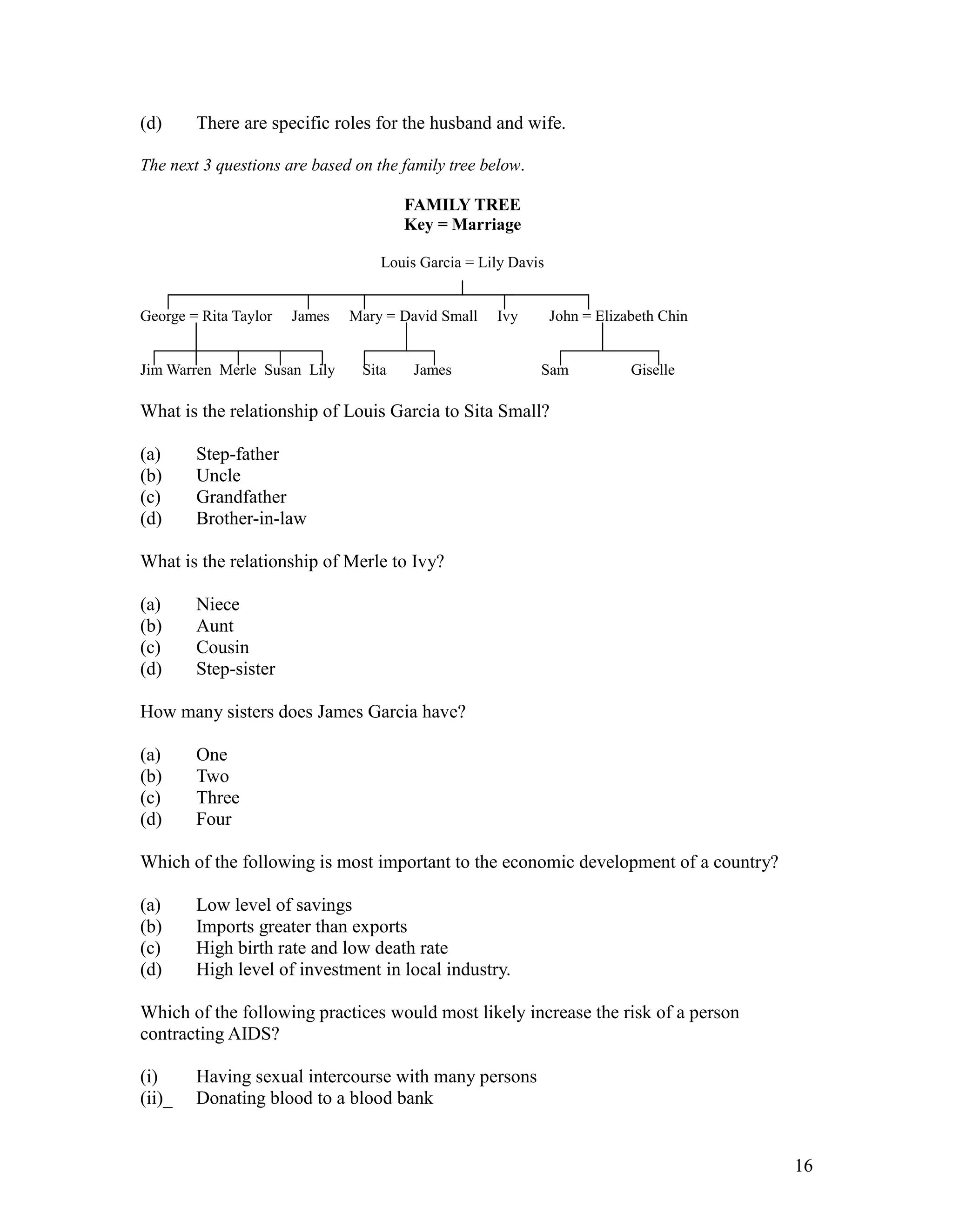 Cxc Social Studies Multiple Choice Questions | DOCX