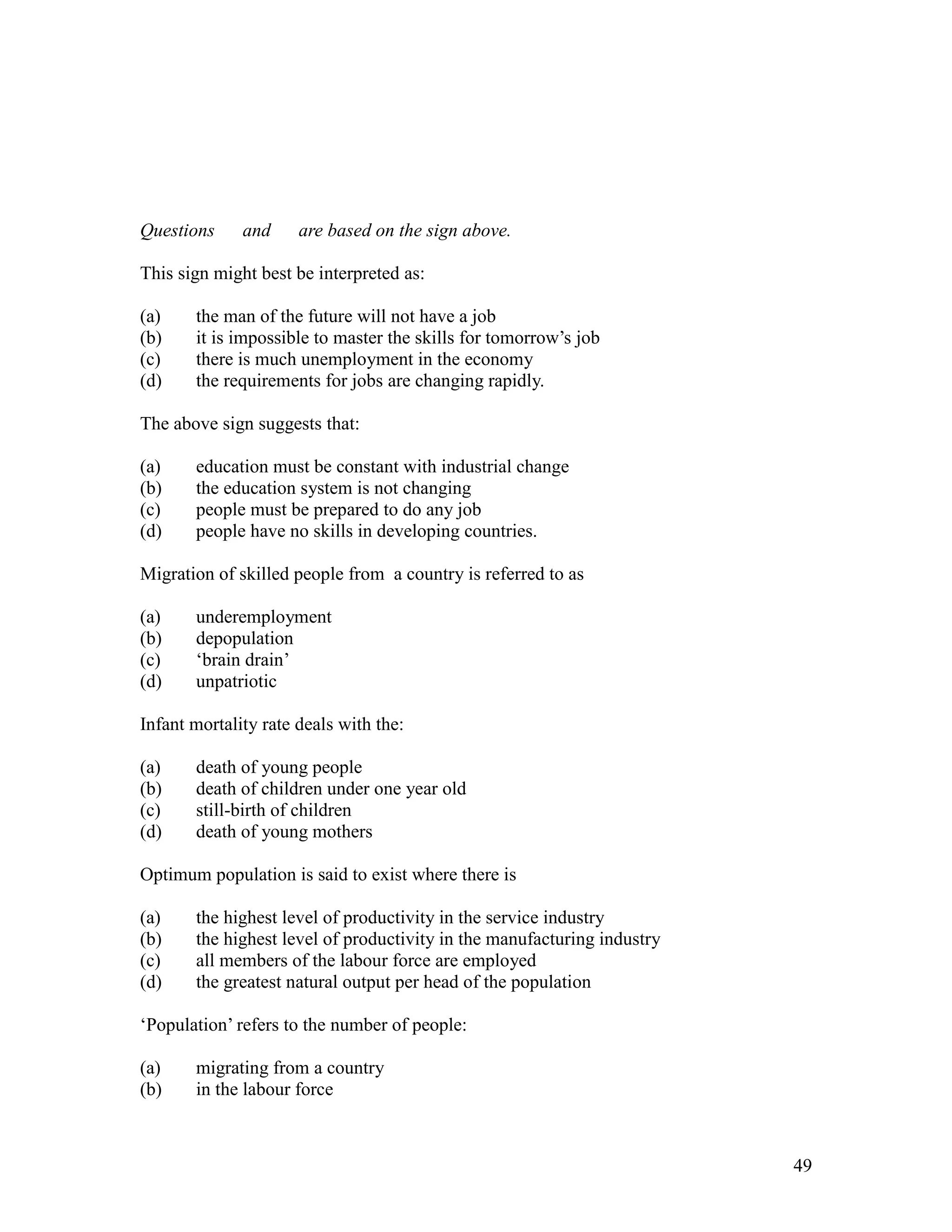 Cxc Social Studies Multiple Choice Questions | DOCX