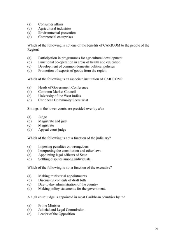 Cxc Social Studies Multiple Choice Questions | DOCX | Marriage and ...