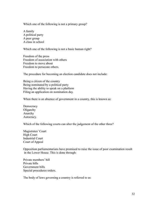 Cxc Social Studies Multiple Choice Questions | DOCX | Marriage and ...