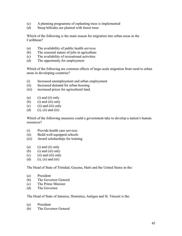 Cxc Social Studies Multiple Choice Questions | DOCX | Marriage and ...
