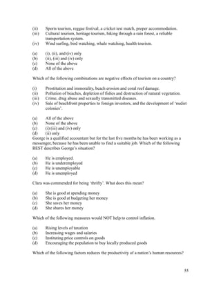 Cxc Social Studies Multiple Choice Questions | DOCX