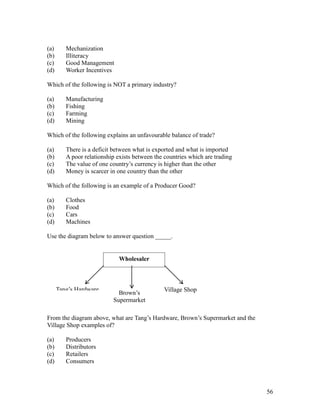 Cxc Social Studies Multiple Choice Questions | DOCX