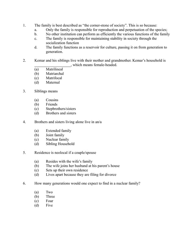 Cxc social studies questions1 | DOC | Genealogy and Ancestry | Hobbies ...