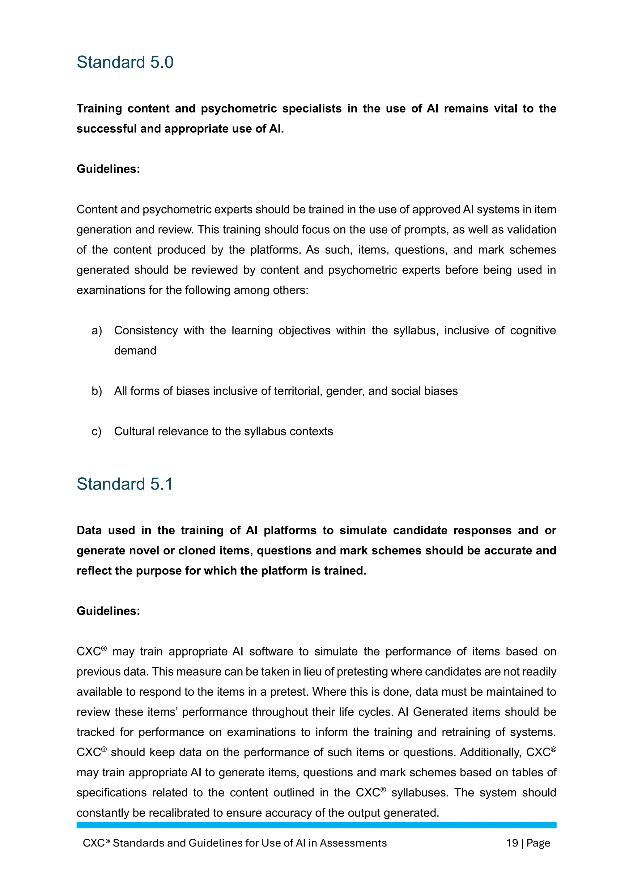 CXC Standards and Guidelines for the Use of AI in Assessment V1.0 (2025 ...