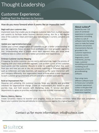 Customer Experience: Getting past the Barriers to Success | PDF