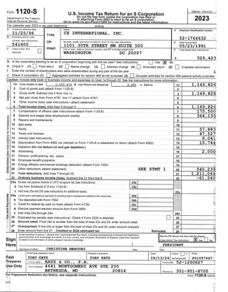 CX International 1120S 2023 PDF Tax Info | PDF