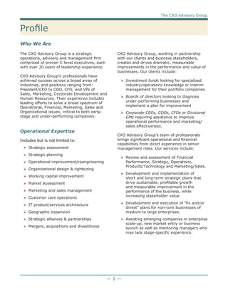 CXO Advisory Group company brochure | PDF