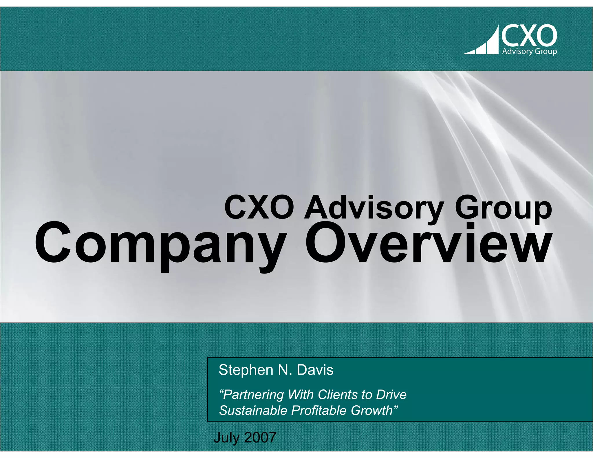 Introduction to the CXO Advisory Group | PDF
